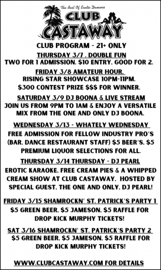 Club Program, Club Castaway, Whately, MA